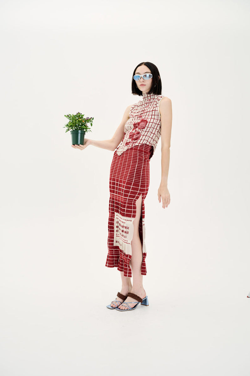 DARA PLAID PRINT MIDI SKIRT – BRUNI