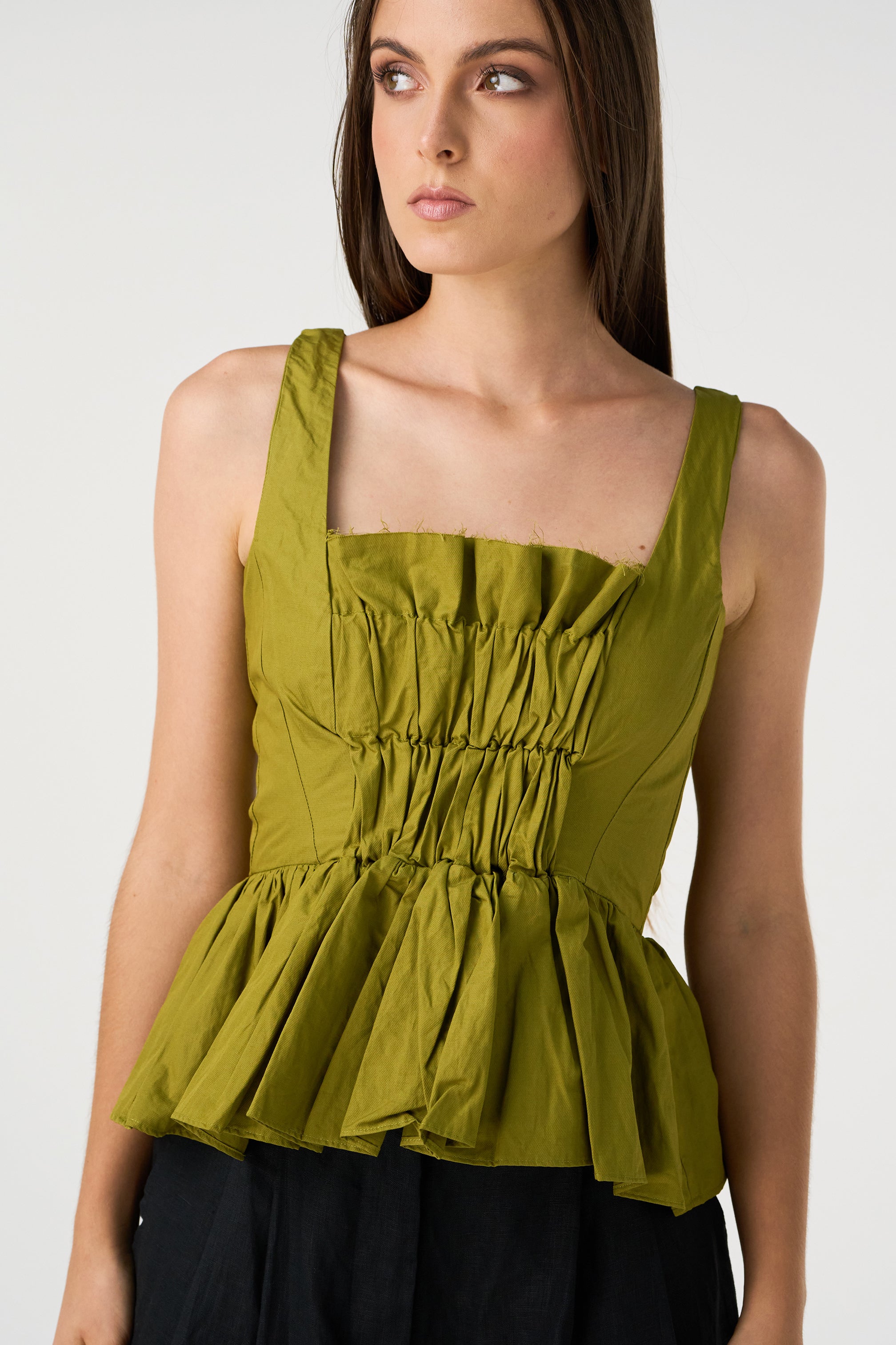 WRINKLED COTTON GATHERED TOP – BRUNI